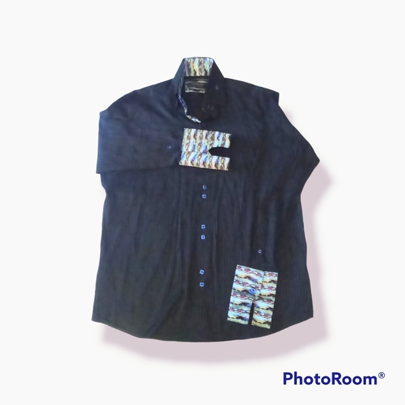 COOGI | Shirts | Mens Black Coogi Button Down Long Sleeve Ornate Classic Print Cuff Stylish ...